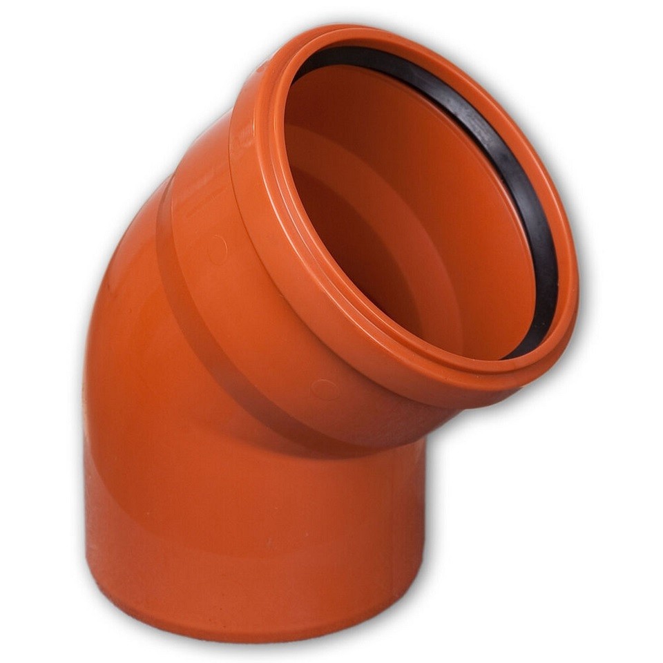 110 x 45° PP Bend m/muffe KZ Rødbrun - Bygg og Hage AS